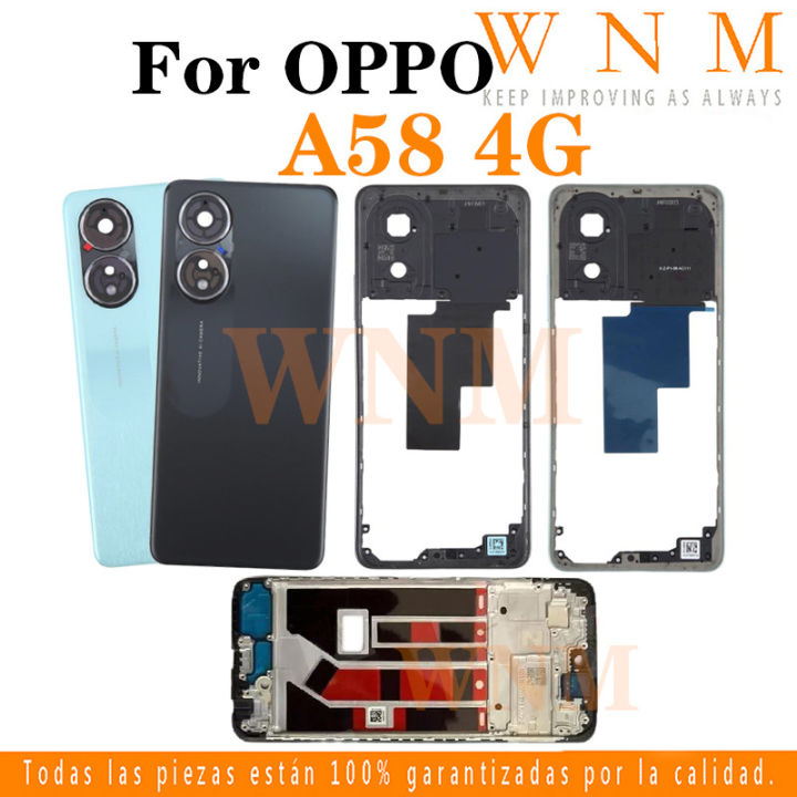 For OPPO A58 4G CPH2577 LCD Front Frame Bezel Back Battery Cover ...