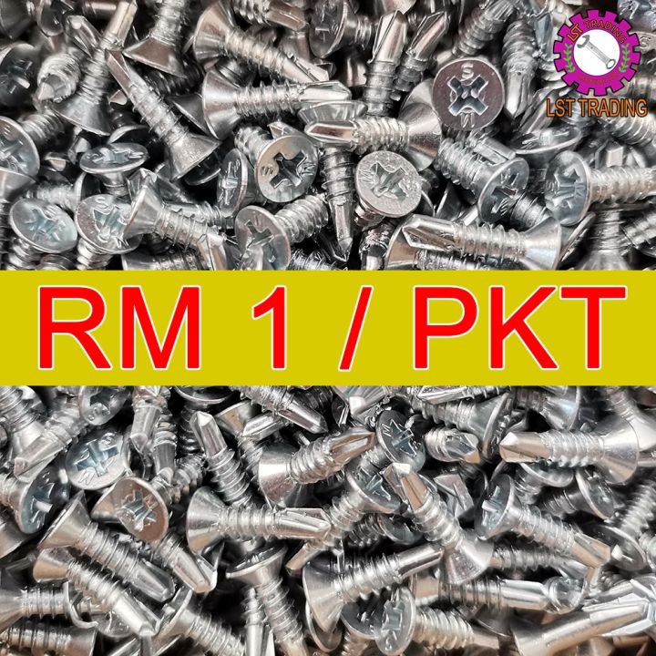 [READY STOCKS] FLAT HEAD SELF DRILLING SCREW / SKREW BESI KAPALA SAMA ...