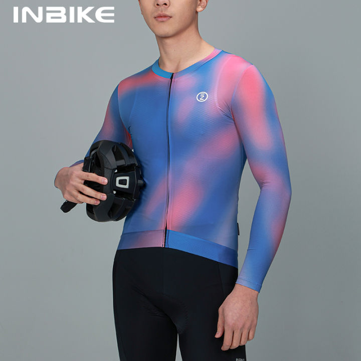 INBIKE Pro เสื้อชุดปั่นจักรยานแขนยาวซิปเต็มเสื้อเจอร์ซีย์นักปั่นของผู้ชายเสื้อเจอร์ซีย์ระบาย ...