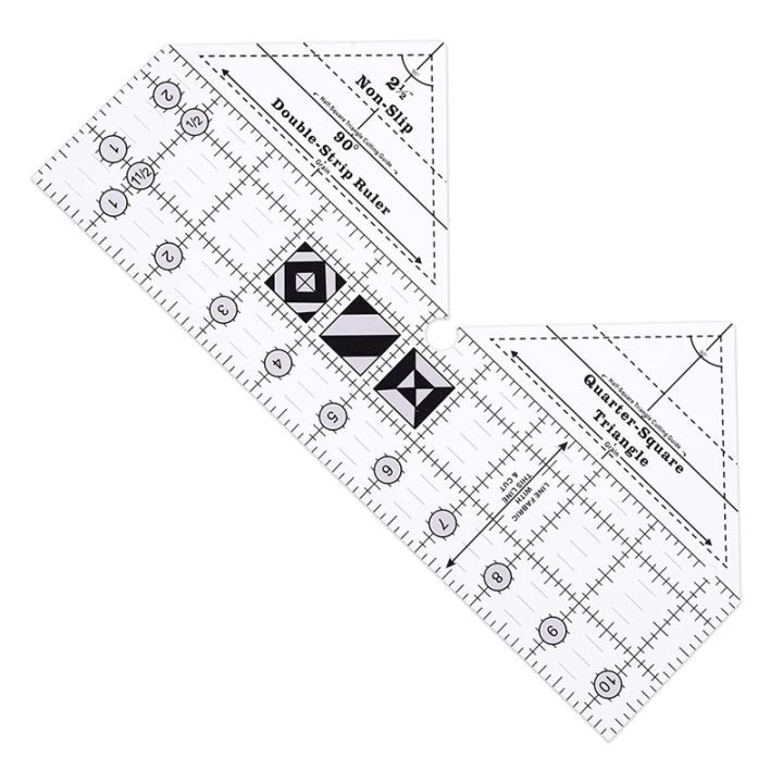90 Degree Double Strip Quilt Ruler, 10 Inch Acrylic Quilting Triangle ...