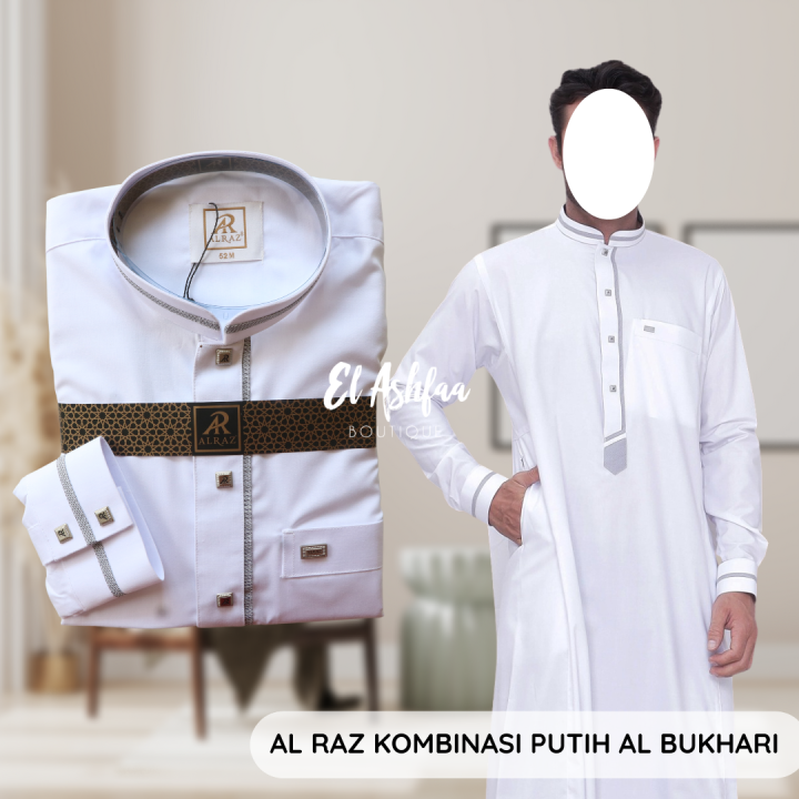 Jubah Saudi | Gamis Pria | Al Raz Kombinasi Putih Manset - El Ashfaa ...
