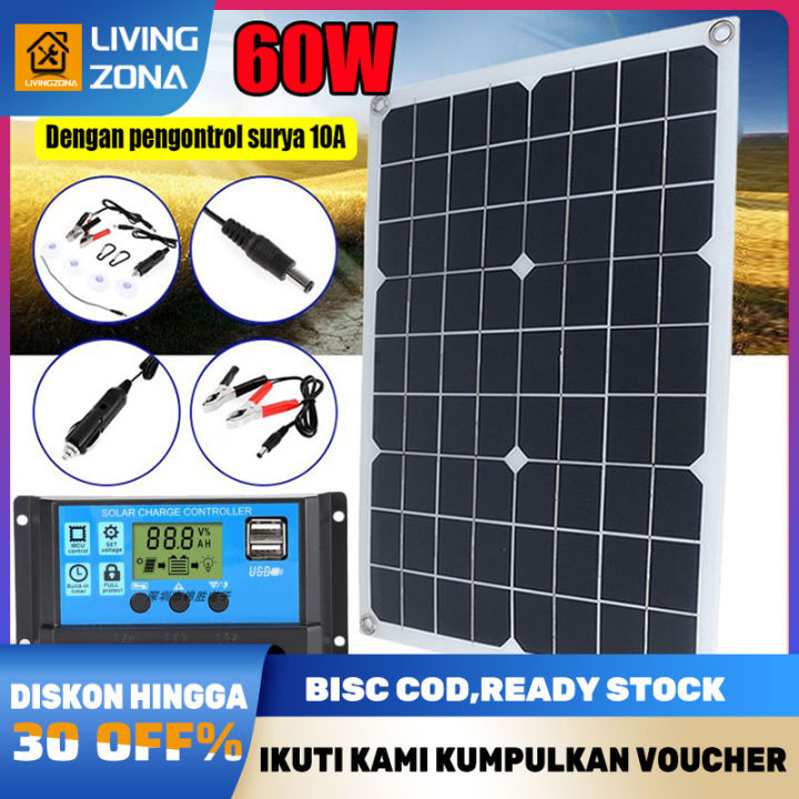 (dalam stok, dikirim dari jakarta) 60W Solar Panel / Solar Cell /Dual ...