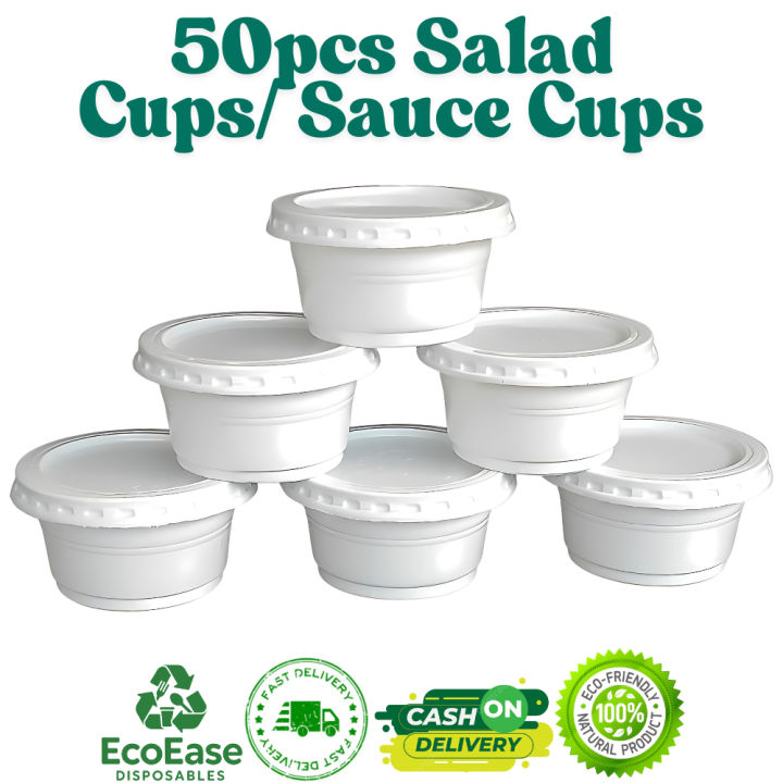 50pcs Salad Cups - Sauce Cups - Plastic Sauce/Salad Cups - Sauce Cup ...