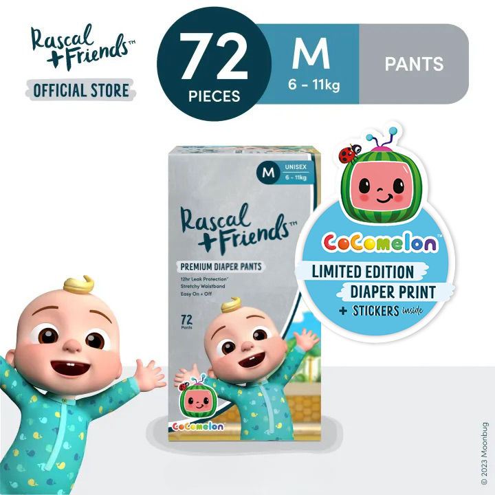 Rascal + Friends x Cocomelon Edition Diapers Pants - Medium, 72 pads ...