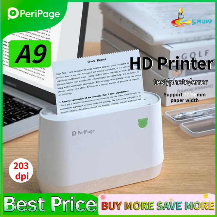 (Free Paper) PeriPage A9 Mini Portable Thermal Notes Printer 203dpi BT ...