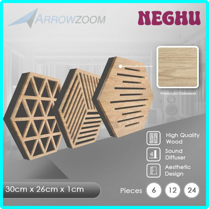 NEGHU Arrowzoom Diffuse PRO Hexagon Felt Wooden Panel Sound Diffuser ...