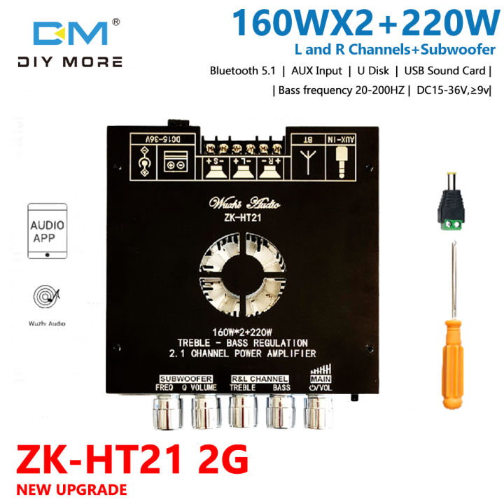 Diymore ZK-HT21 2G 2.1-channel Stereo Bluetooth 5.0 Digital Power Amplifier Module 160WX2+220W ...