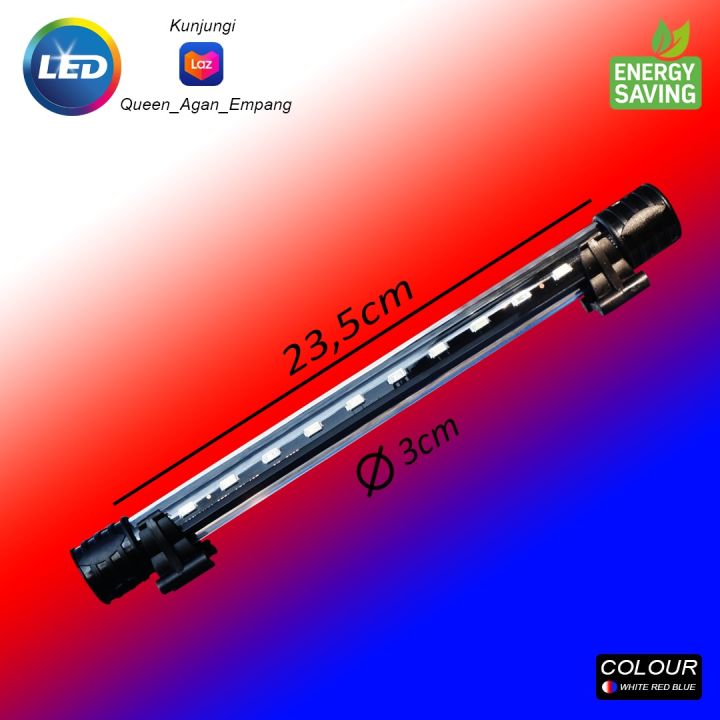 LAMPU LED CELUP AQUARIUM 20 CM WARNA MERAH PUTIH BIRU / LAMPU AQUASCAPE ...