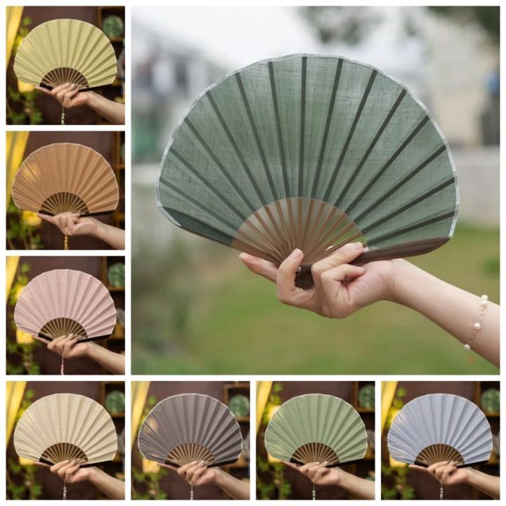 IUYJN Cotton Linen Cloth Mini Shell Fan Chinese Retro Handheld Fan Cute ...