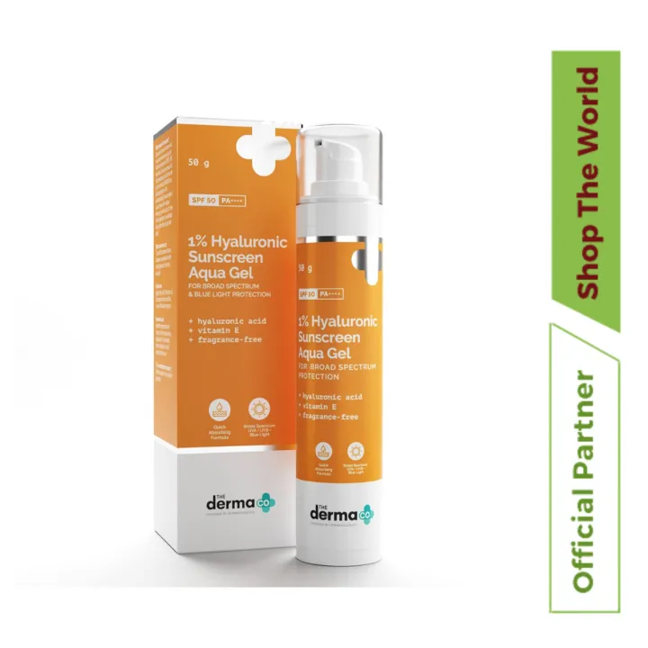 The Derma Co 1% Hyaluronic Sunscreen Aqua Gel SPF 50 PA++++ (50 g ...