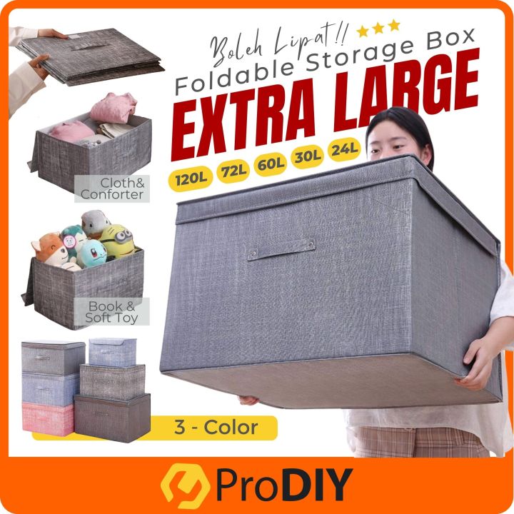PRODY 30 60 72 120 Liter Fabric Foldable Storage Box Large Wardrobe ...