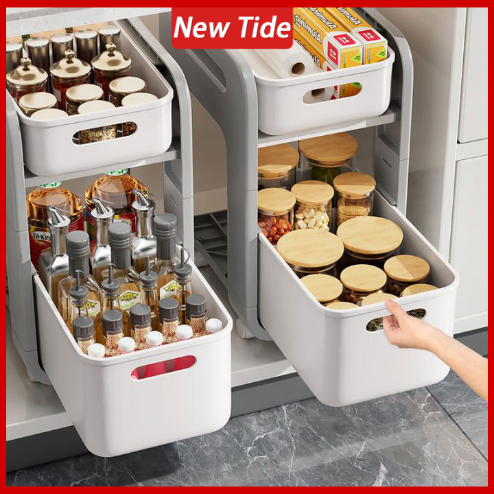 Kitchen MultiFunctional Condiments Organizer Rack Double Layer ...