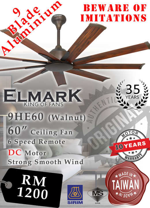 Ceiling Fan Elmark 9HE 60" | 遥控风扇 | Lazada
