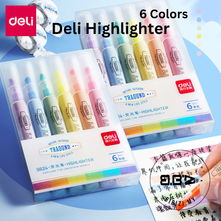 Deli 6 Colors Pastel Color Highlighters Text Liner Check Liner ...