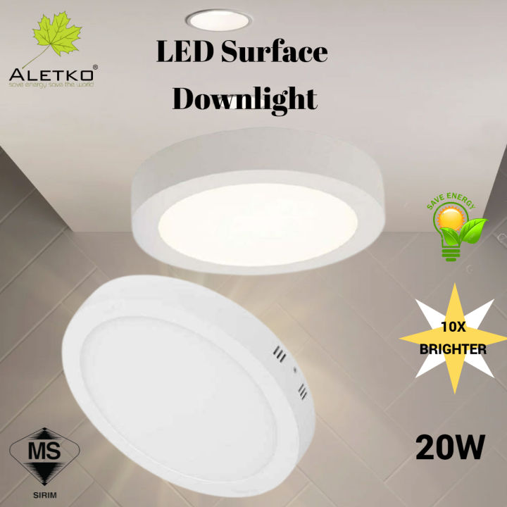 Aletko 20W LED Surface DownLight Ceiling Light Round RDL-20W-WG ( Warm ...
