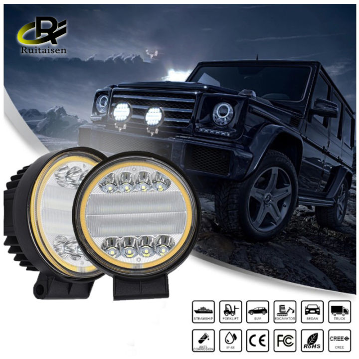 4 inch 24LED Bar 72W Work Light 12V 24V Round LED Light Bar for 4x4 LED ...