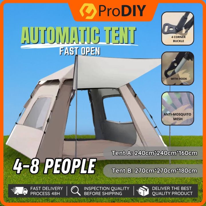 Automatic Tent Open Outdoor 4-8 Person Camping Tent Hiking Khemah ...