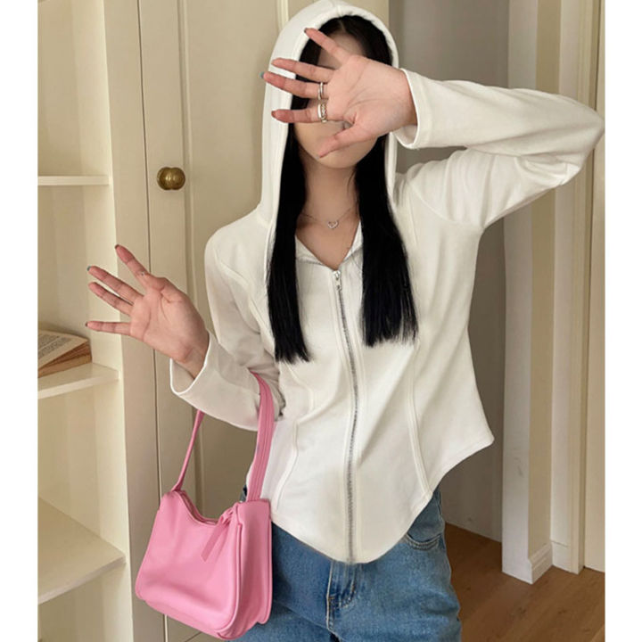 Luna shop🌻คาร์ดิแกนคลุมด้วยผ้ากีฬาผู้หญิงฤดูใบไม้ร่วงซิปแขนยาวเสื้อ ...