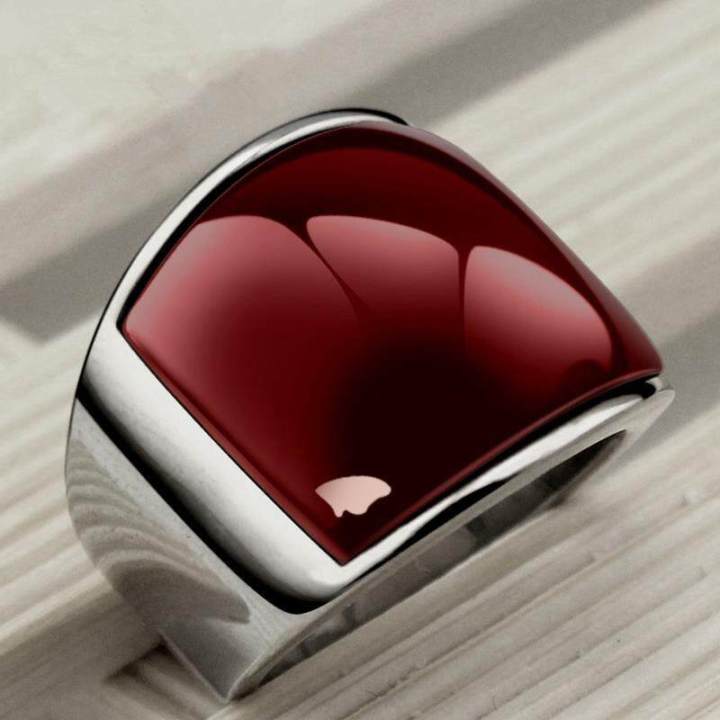 Nhẫn Thời Trang 361L Nhẫn Trang Sức Bằng Inox Với Đá Opal Lớn Màu Đỏ ...