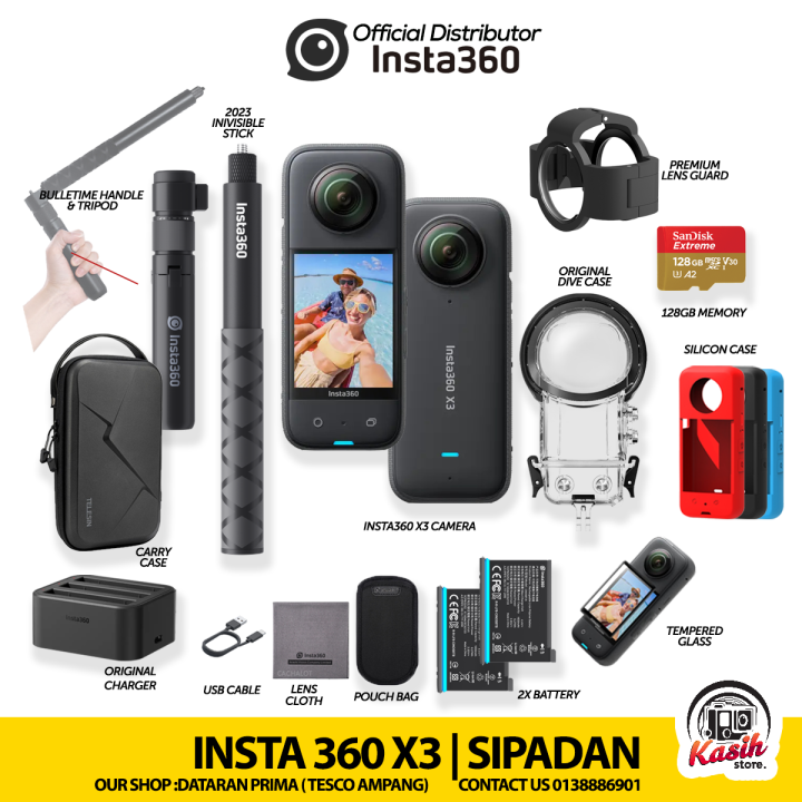 Insta 360 X3 Camera Official Distributor Malaysia 5.7K Video 72MP 1 Year Warranty | Lazada