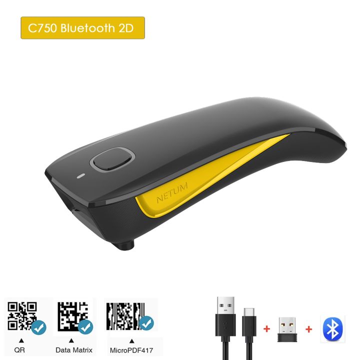 2d Barcode Scanner Netum C750 Bluetooth Wireless Handheld Pocket Qr Bar