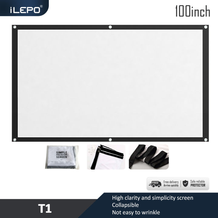 Projector Screen Simple Folding Curtain 100 inch 16: 9 HD Portable ...