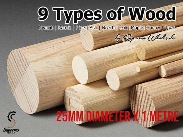 25mm Diameter x 1 metre Rod | Solid Timber Wood Plank Wooden Strips ...