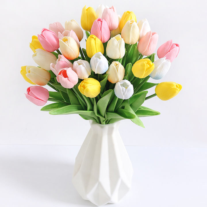 yudie 1/5/10pcs Artifical Flowers Real Touch Faux Tulip Stems PU Tulip ...