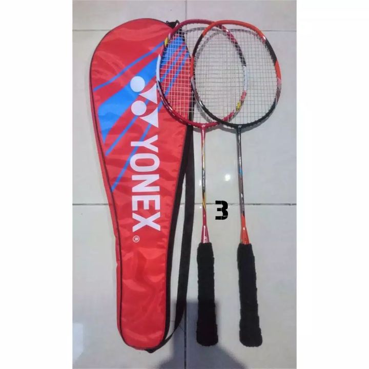 raket bulutangkis 2 raket badminton bonus grip dan tas murah ( cod ...