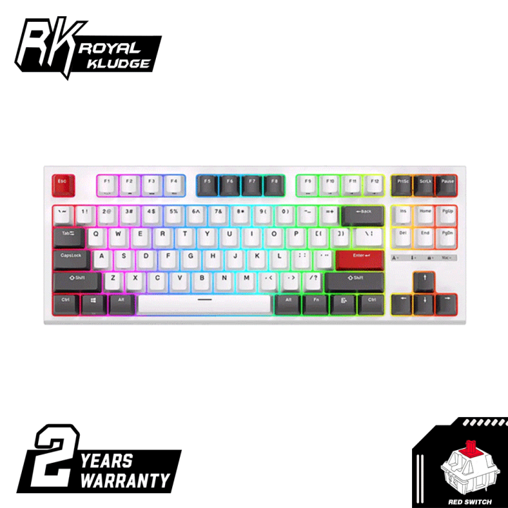 Royal Kludge RKR87 Single Mode RGB 87 Keys Hot Swappable Mechanical Keyboard White Red Switch ...