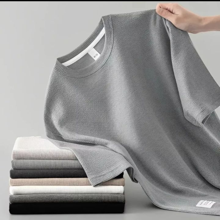 XUEBAMI, New Round Neck Waffle Knit Shirt for Men | Lazada PH