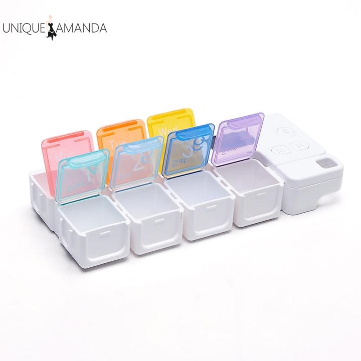 Smart 7-Day Pill Organizer Timing Reminder Medicine Storage Weekly Drug ...