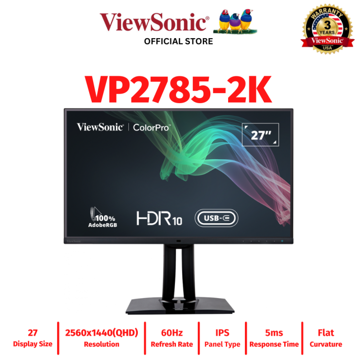 ViewSonic VP2785-2K 27’’ 2K Fogra Certified Monitor with 100% Adobe RGB Coverage | Lazada PH