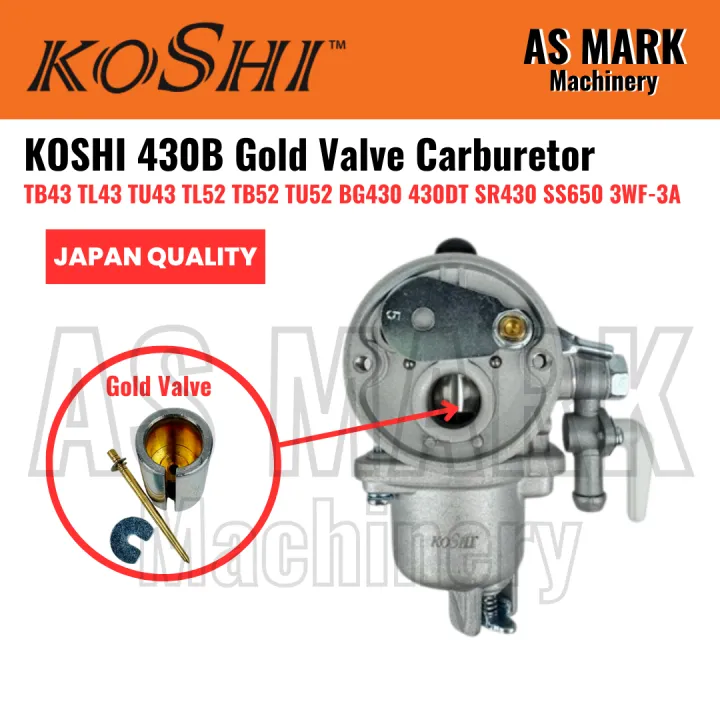 Koshi 430B Gold Valve Carburetor (21mm) TB43 TL43 TU43 TL52 TB52 TU52 ...