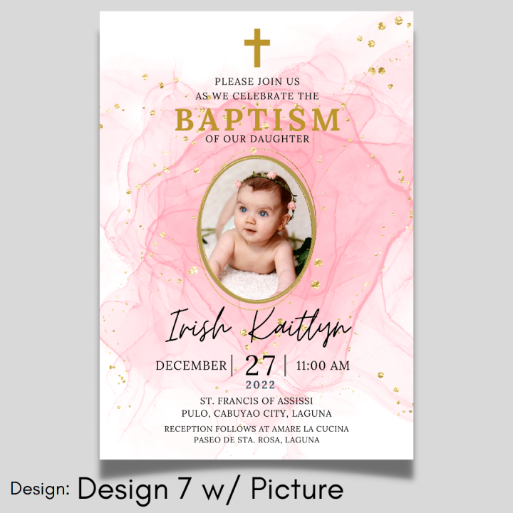 Christening Girl Invitation Card Set of 12 or 9 with Free White ...