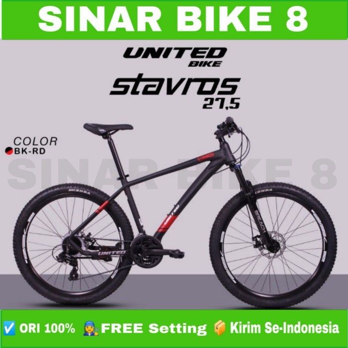 Sepeda Gunung MTB Ukuran 27,5 Inch UNITED STAVROS Shimano 24 Speed ...