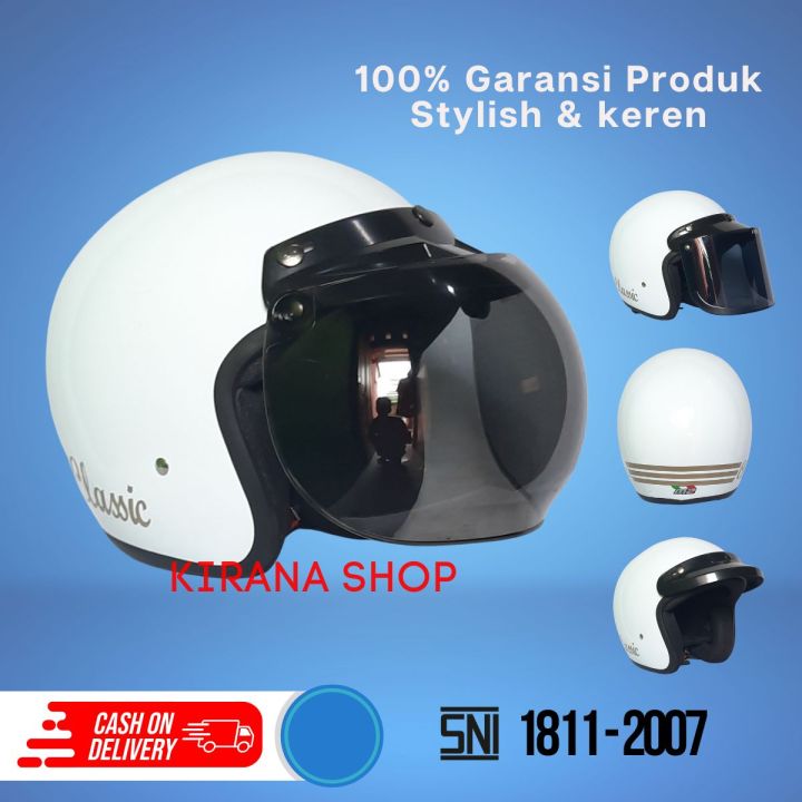 Helm Bogo Dewasa | Helm Bogo List Classic Warna Putih Glossy | Lazada ...