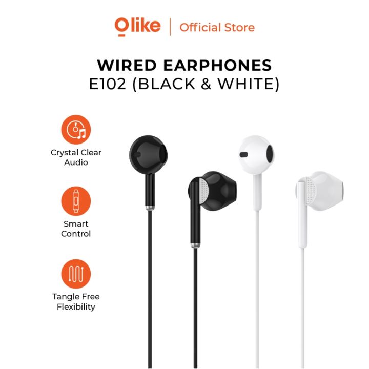 Olike E102 3.5MM Wired Earphone Mic Crystal Clear Audio Tangle-Free Flexibility 120cm | Lazada ...