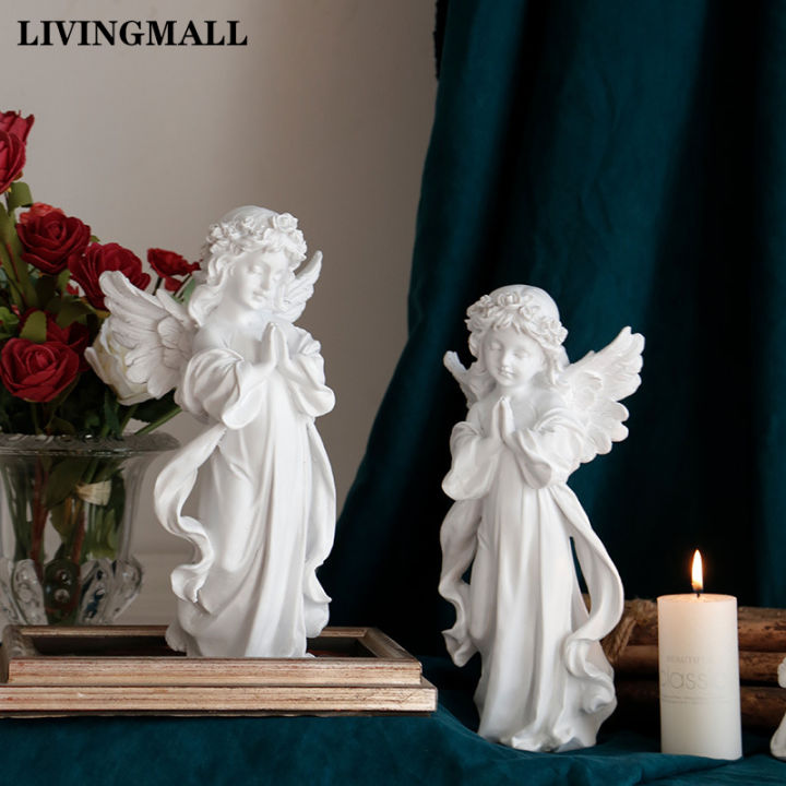 Livingmall Praying Angel Nordic Style Cute White Angel Statue Character ...