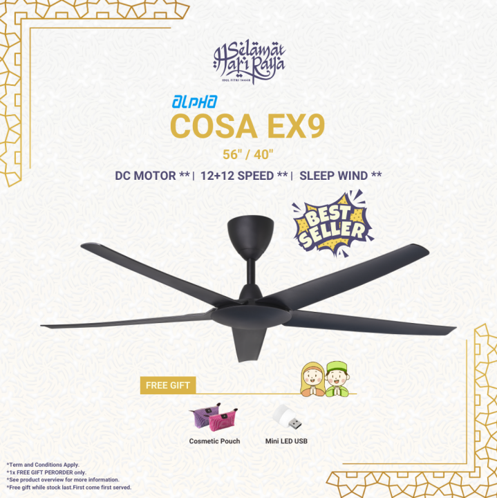 Alpha Cosa EX9 56/40 DC Motor , 12 Speed Remote Control Ceiling Fan ...