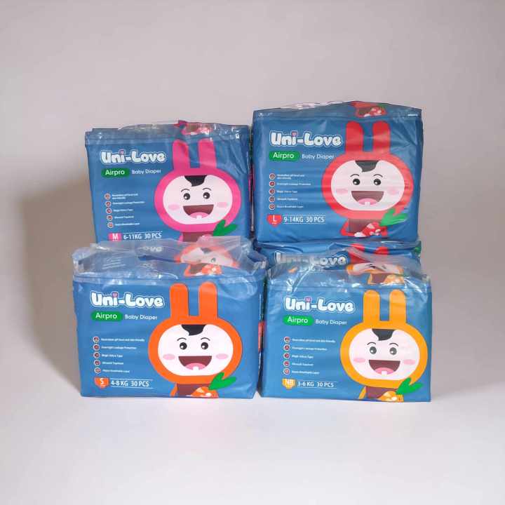 UniLove Airpro Baby Diaper Newborn/Small/Medium/Large 30's Magic Velcro ...