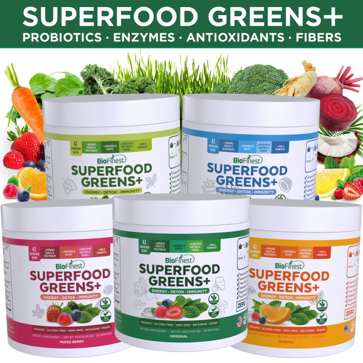 Biofinest Superfood Greens+ Powder Drink - 40+ Nutrients Prebiotics ...