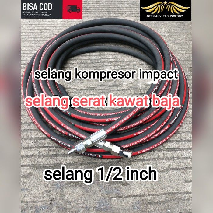 SELANG ANGIN KOMPRESOR IMPACT 1/2 INCH SELANG SERAT KAWAT BAJA | Lazada ...