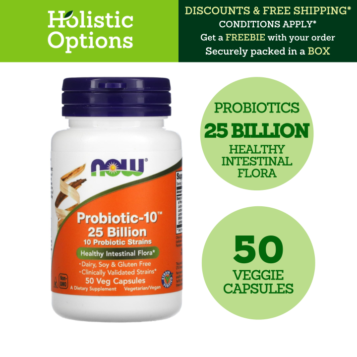 NOW Foods, Probiotic-10, 25 Billion, Probiotics, 50 Veg Capsules ...