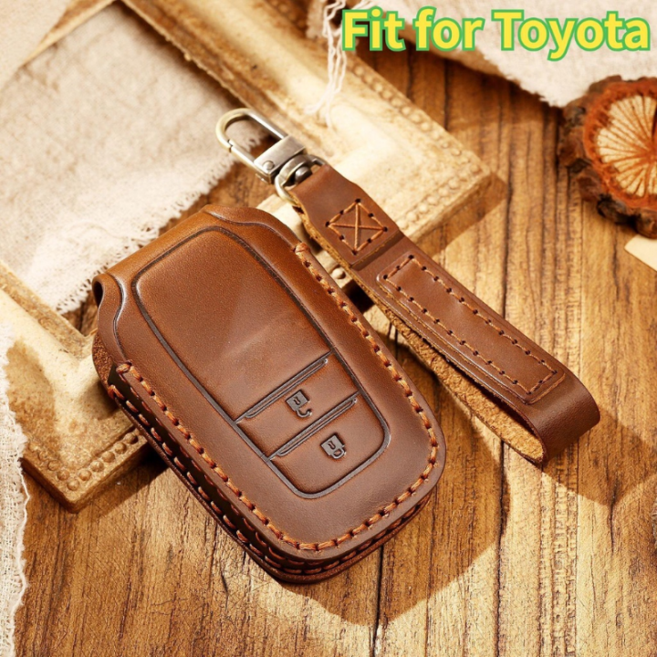 KLNU Genuine Leather Remote Smart Car Key Fob Case Cover For Toyota ...