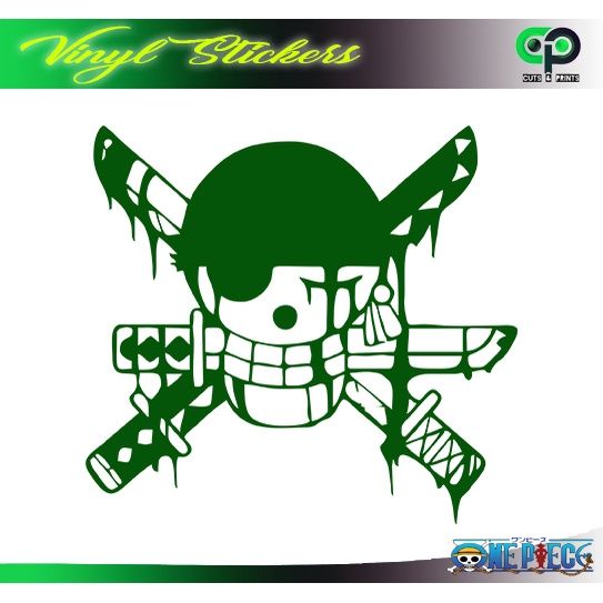 Roronoa Zoro Logo 001 - One Piece Vinyl Sticker (For Laptop, Motorcycle ...