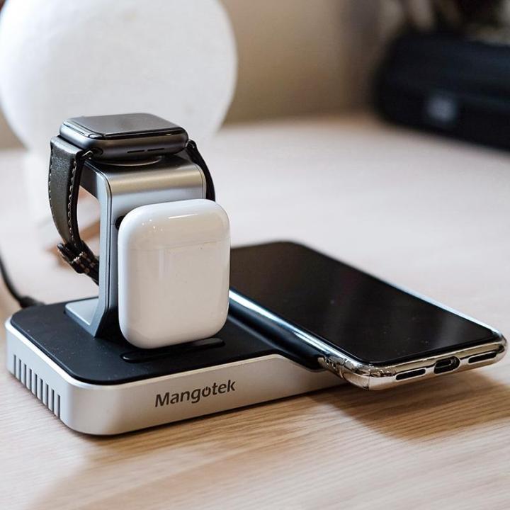 Đế sạc không dây Mangotek 4 in 1 cho Apple Watch, Iphone, Airpods chuẩn ...