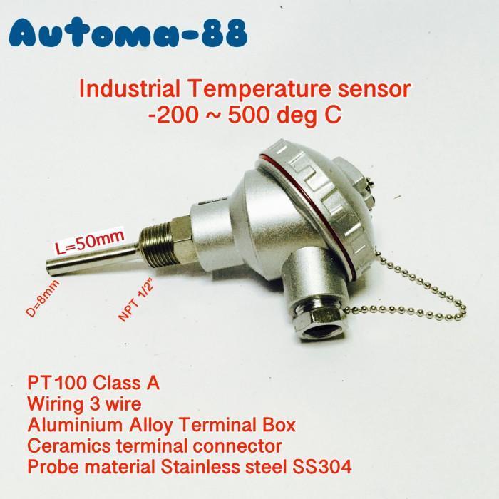 RTD PT100 TEMPERATURE SENSOR 3 WIRE PROBE 5 CM 50 MM 1/2 NPT MALE ...