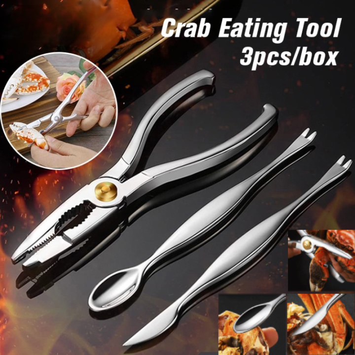 Three-Piece Crab Peeling Set Original Stainless Crab Cracker Tool ...