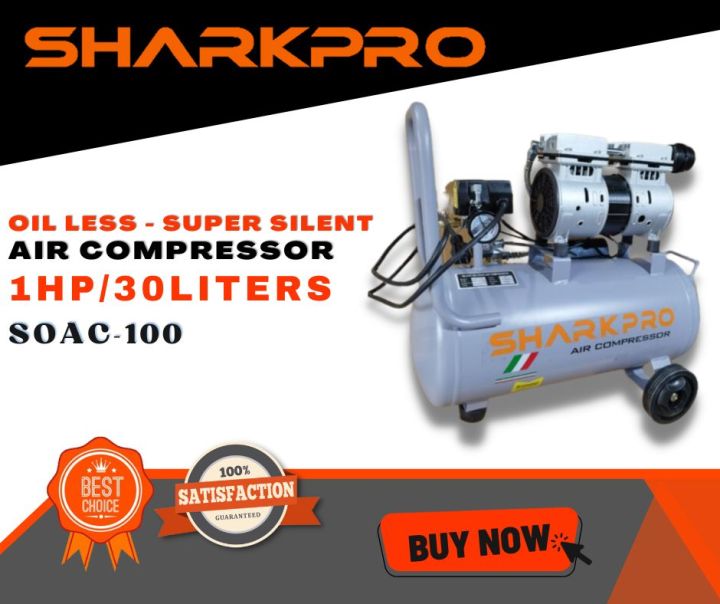 SHARKPRO SUPER SILENT OIL LESS AIR COMPRESSOR, 1 HP / 30 Liters (SOAC ...